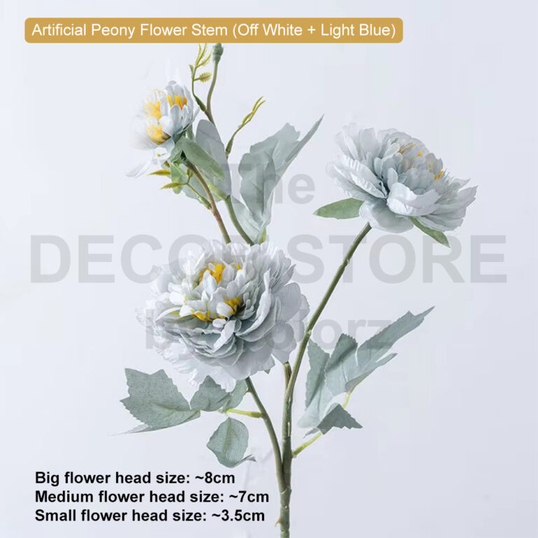 Artificial Peony Flower Stem (Light Blue+Off White) - Colorz LK | The ...