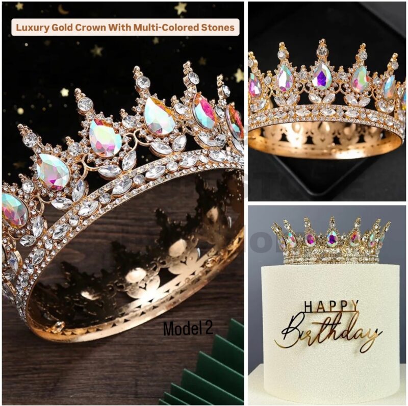 Luxury Gold Crown With Multi-colored Stones - Colorz LK | The Decor ...